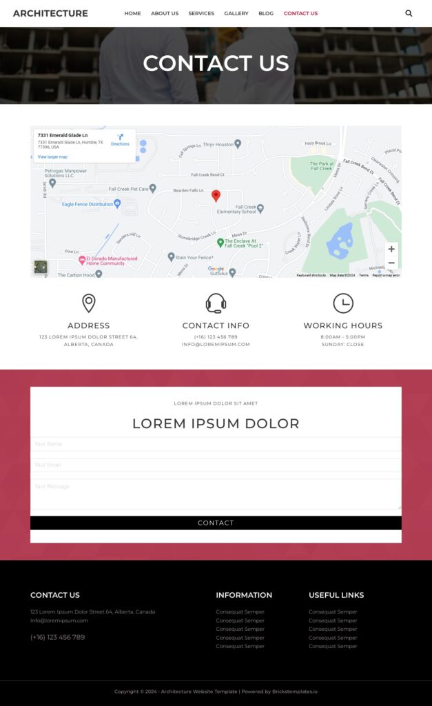 Contact Us – Architecture Website Template